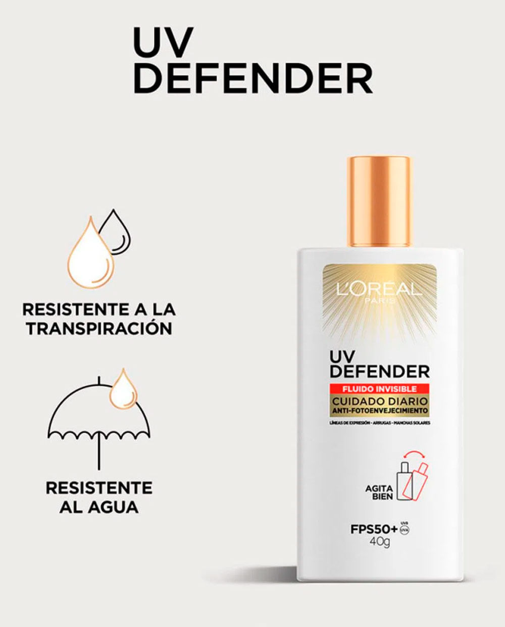 Protector Solar UV Defender Fluido Invisible FPS50+ 40g - Siman El Salvador