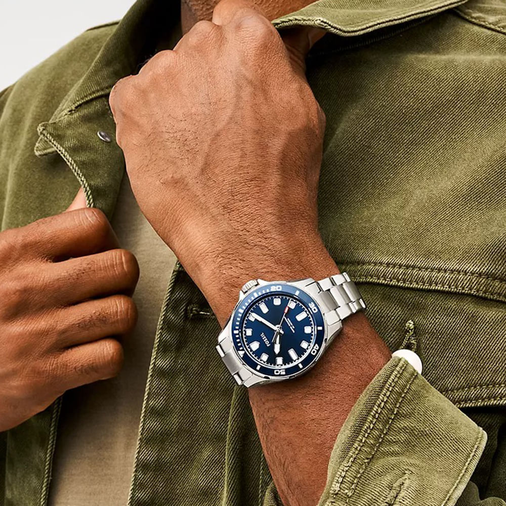 Reloj Fossil análogo de acero inoxidable plateado para hombre - Siman ...