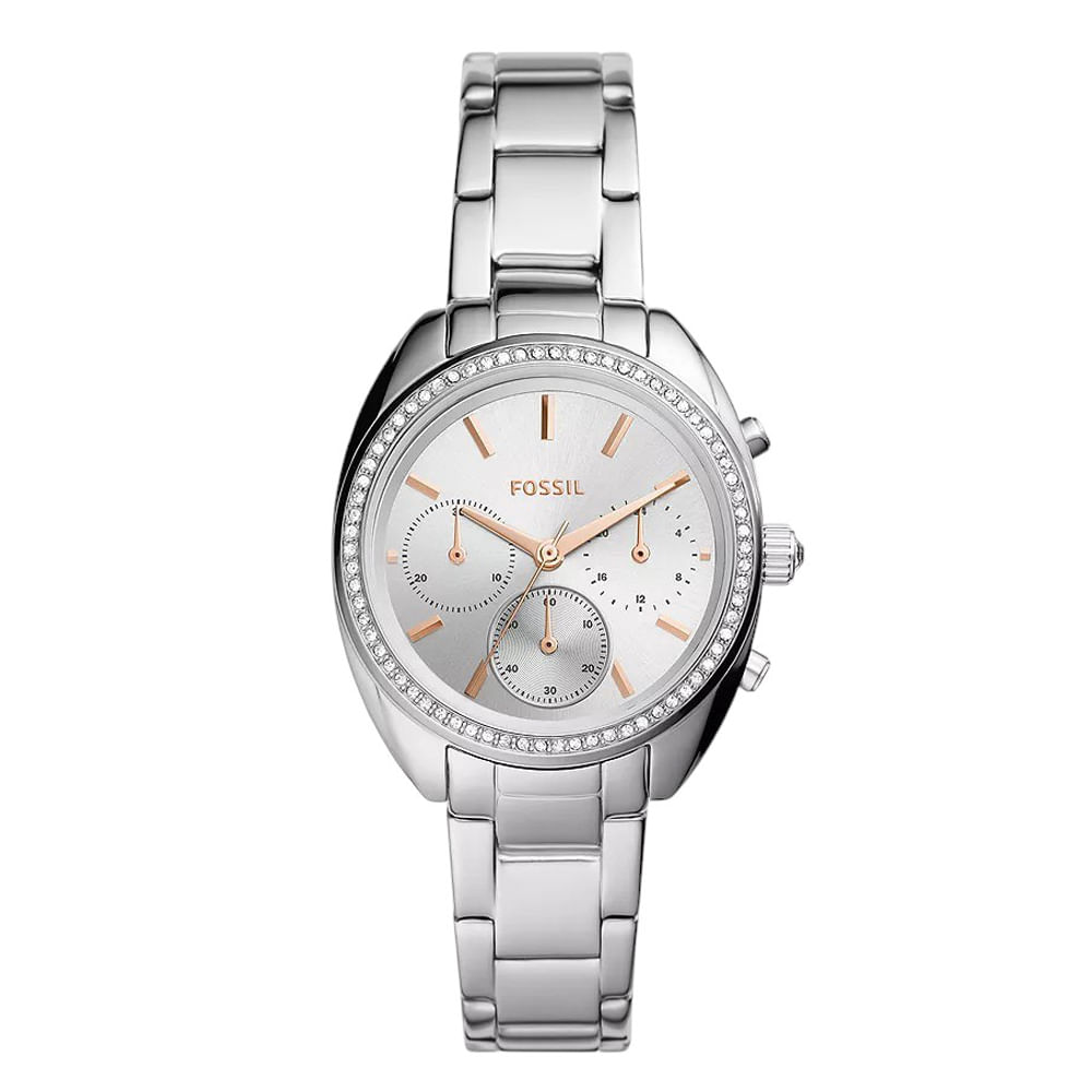 Reloj Fossil análogo cronógrafo de acero plateado para mujer - Siman ...