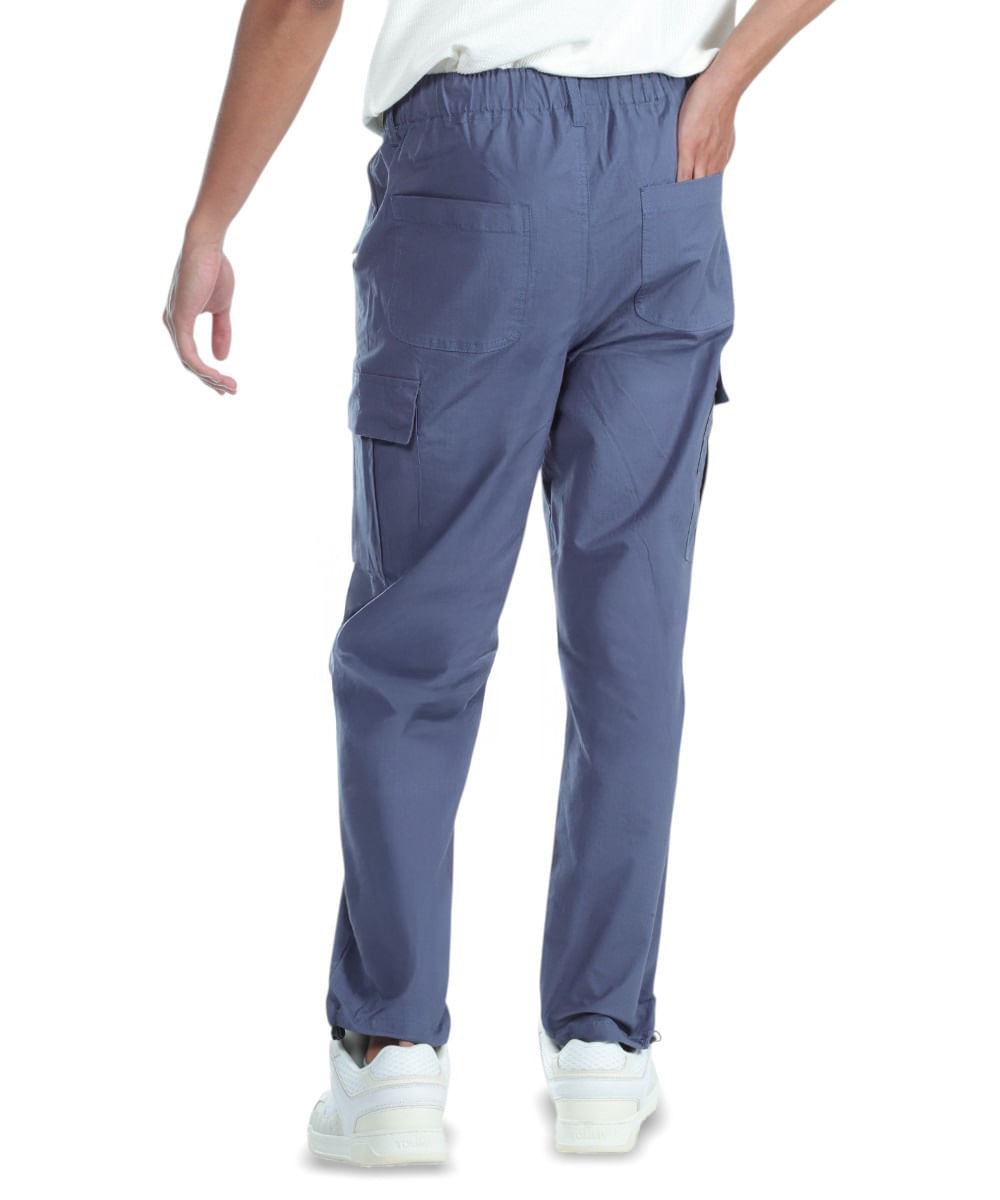 Pantalón cargo Orange regular fit azul con mini cuadros para hombre ...