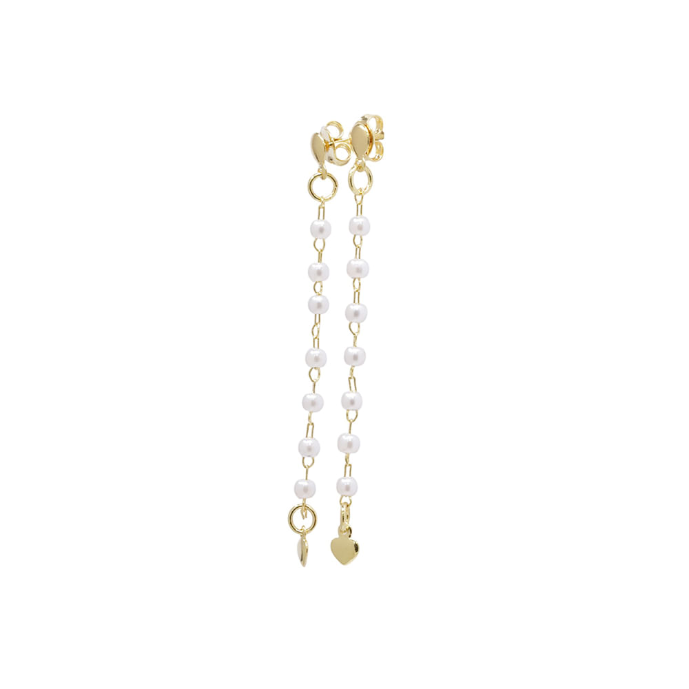 Aretes largos de perlas con enchape de oro para mujer - Siman El Salvador