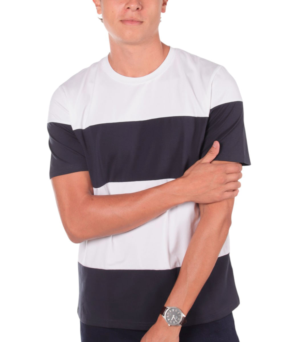 Camiseta Gents color block azul navy y blanco para hombre - Siman El ...