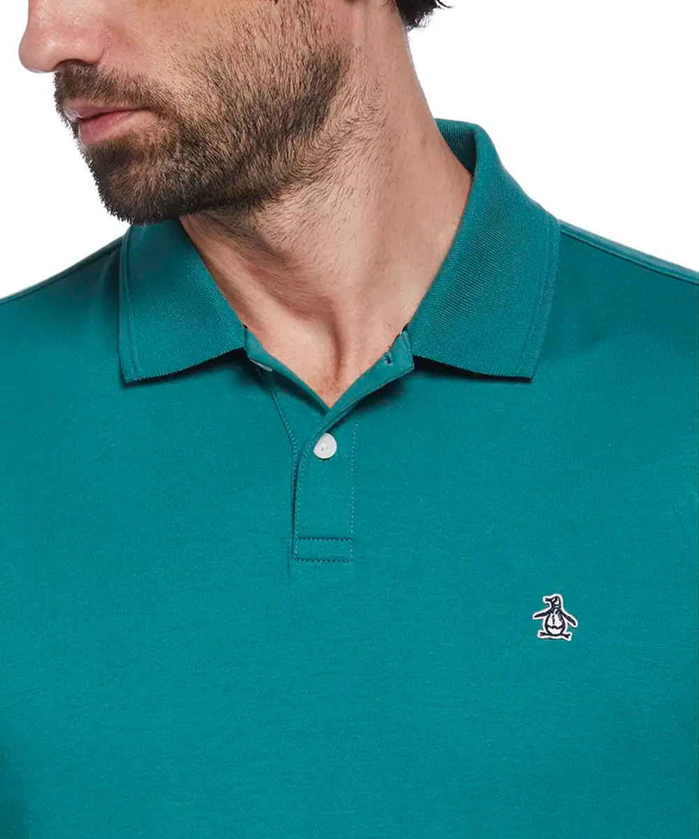 Camisa polo Penguin regular fit turquesa sólida para hombre - Siman El ...