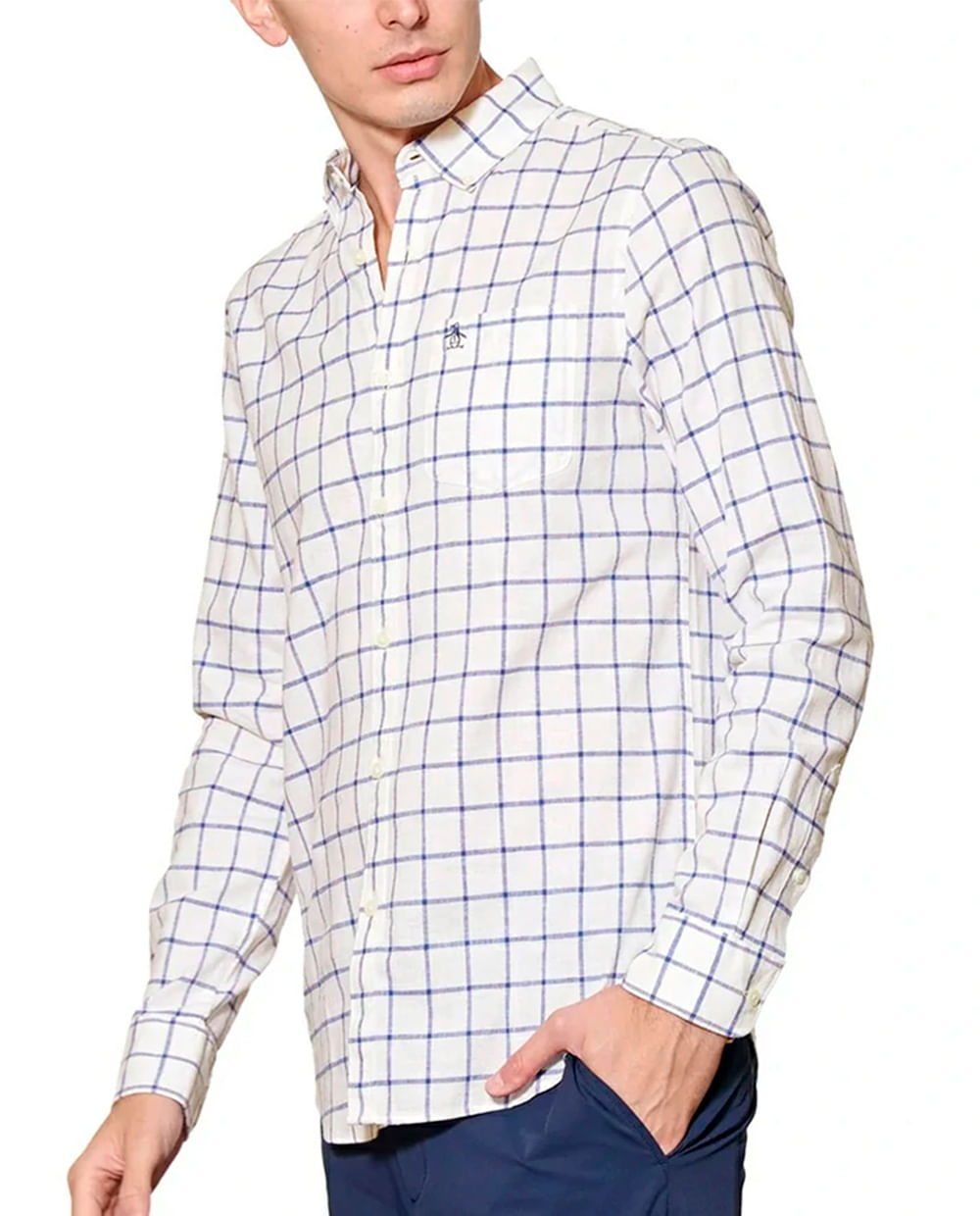 Camisa casual Penguin modern fit multicolor cuadriculada para hombre