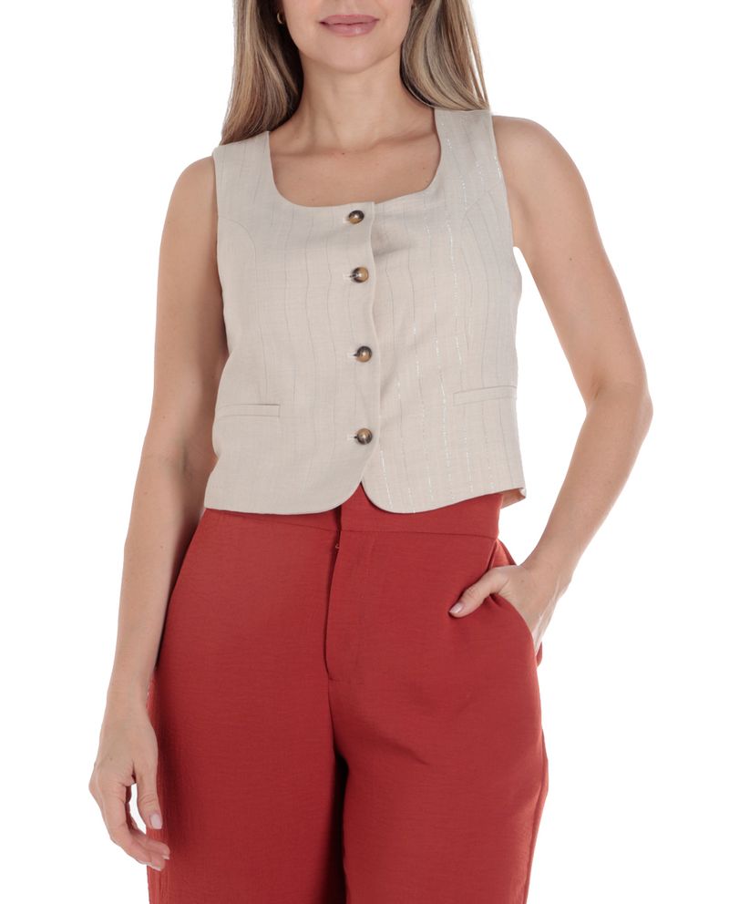 Chaleco Sabrina beige para mujer - Siman Guatemala