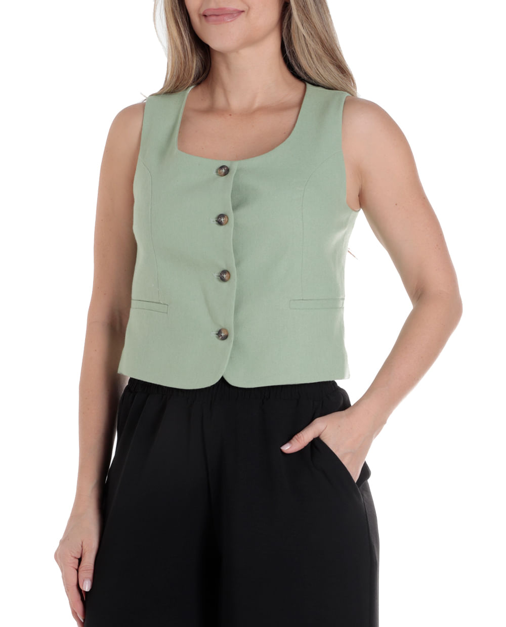 Chaleco Sabrina verde para mujer - Siman El Salvador