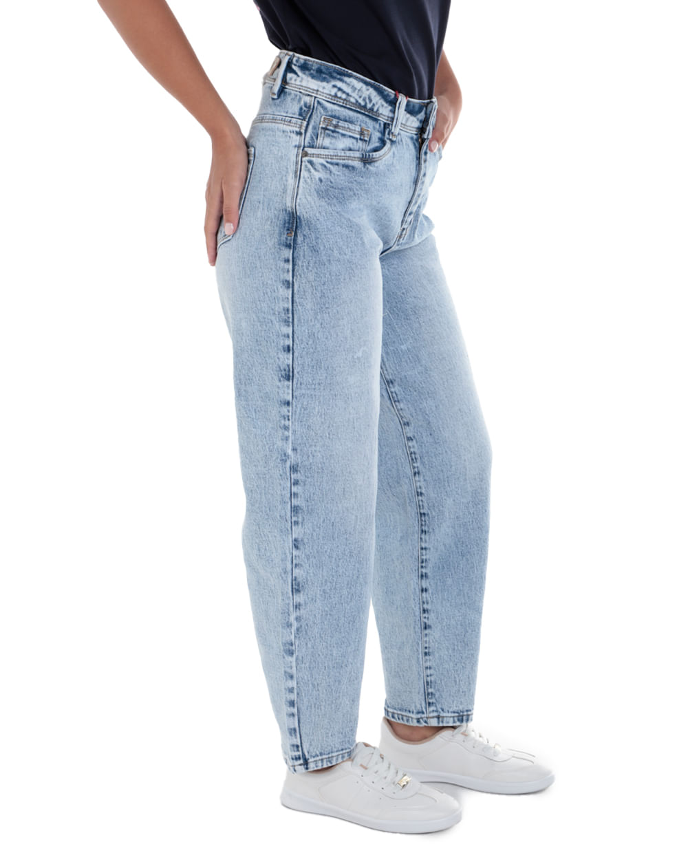 Jeans Most Wanted barrel celeste de cintura alta para mujer