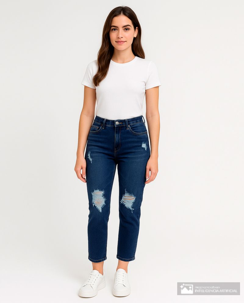 Jeans Stefany Moda slim azul de cintura alta para mujer - Siman Costa Rica