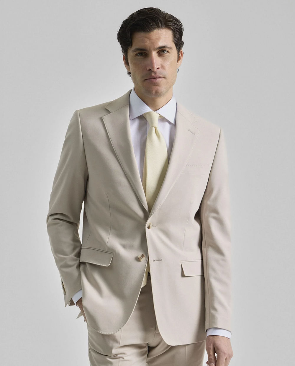 Traje formal PuroEGO slim fit beige sólido para hombre - Siman Guatemala