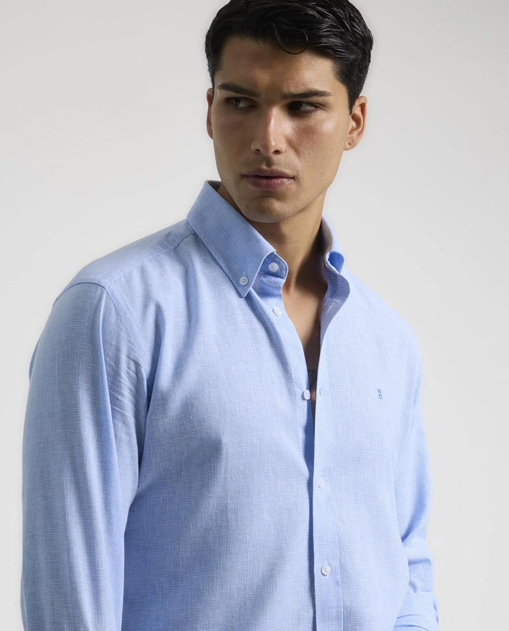 Camisa custom fit Puro Ego celeste houndstooth para hombre - Siman ...