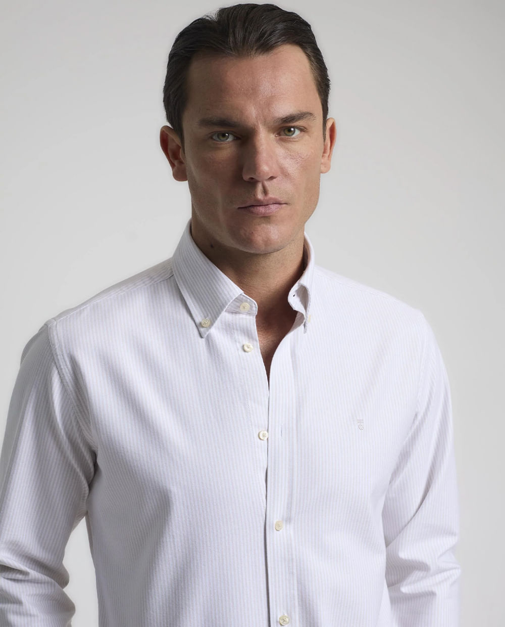 Camisa oxford custom fit Puro Ego camel rayada para hombre - Siman ...