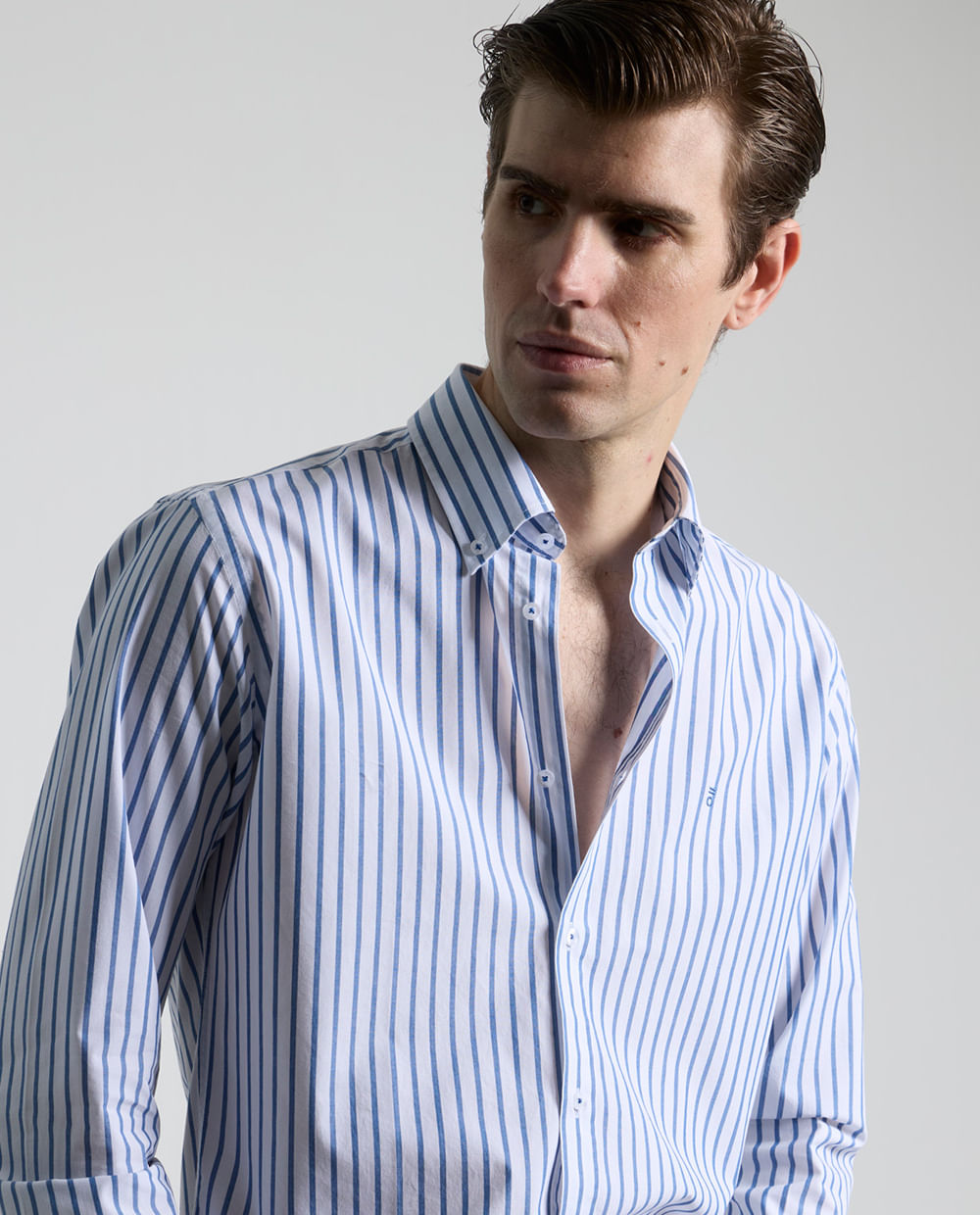 Camisa custom fit Puro Ego azul rayada para hombre