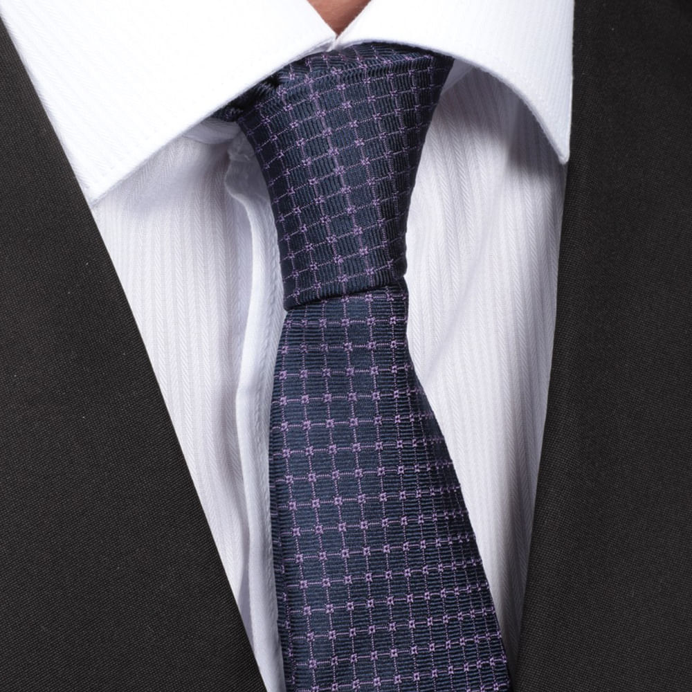 Corbata de seda Unexpected regular fit azul navy cuadriculada para ...