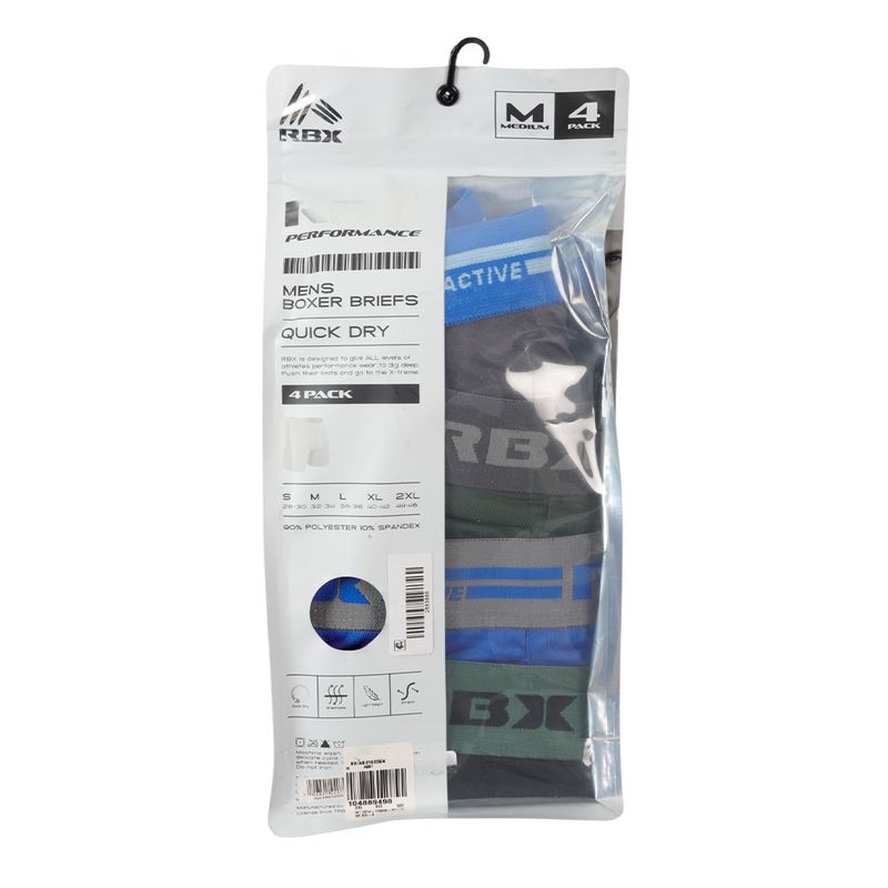 Pack de 4 boxers briefs RBX multicolor sólidos para hombre