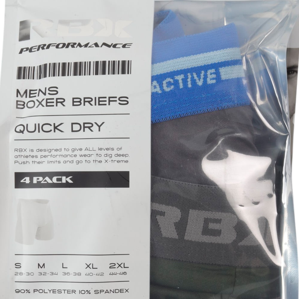 Pack de 4 boxers briefs RBX multicolor sólidos para hombre - Siman ...