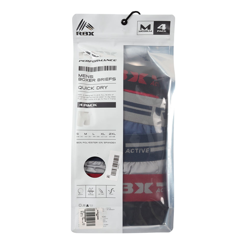 Pack de 4 boxers briefs RBX multicolor sólidos para hombre - Siman ...