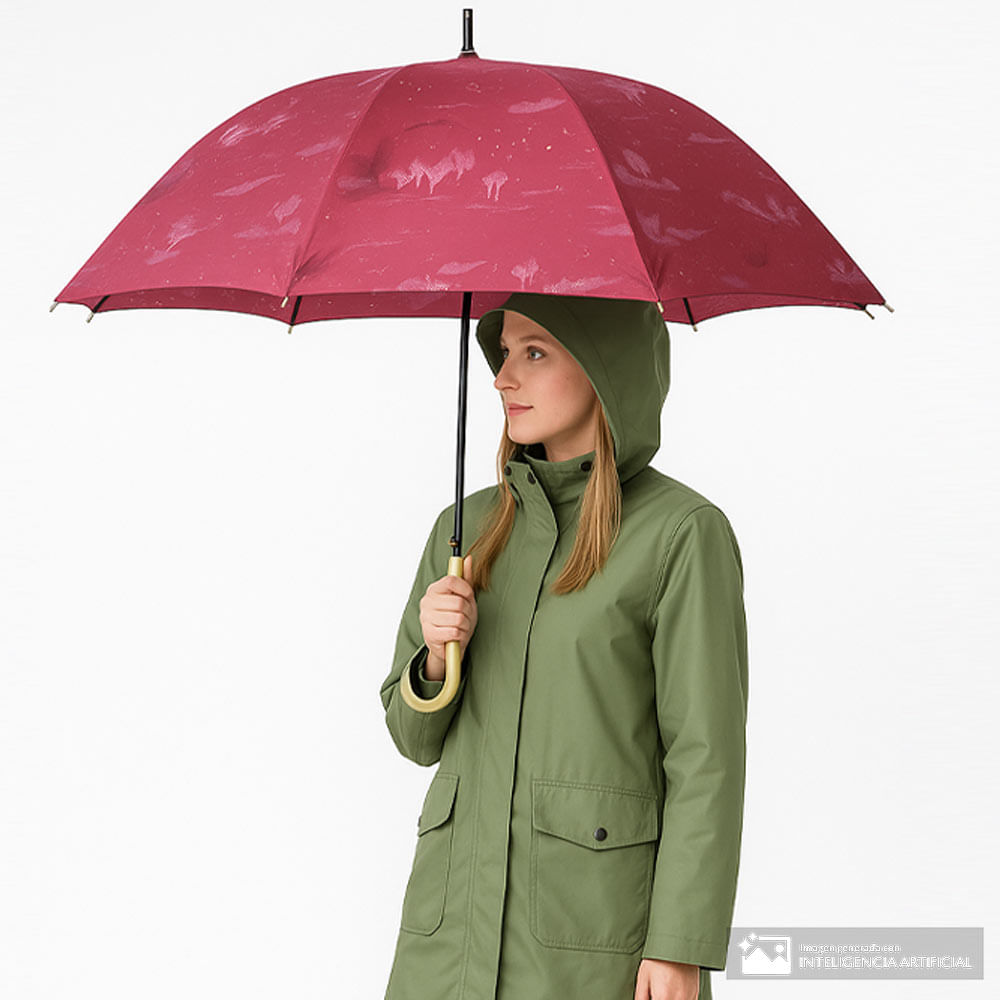 Paraguas automático largo Bisseti magical landscape color rosa para mujer