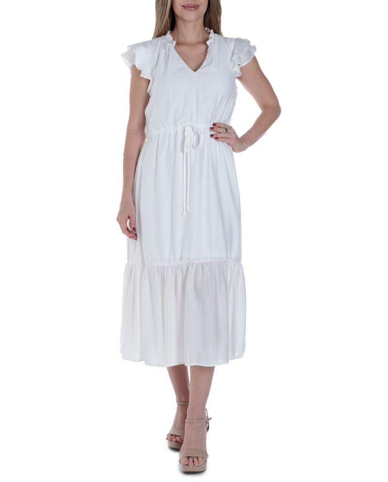 Vestido Julian And Jordan midi blanco manga corta para mujer - Siman ...