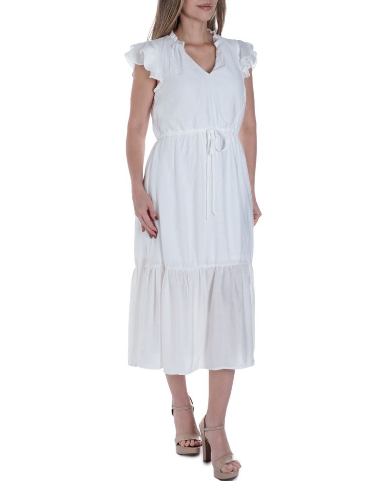 Vestido Julian And Jordan midi blanco manga corta para mujer - Siman ...