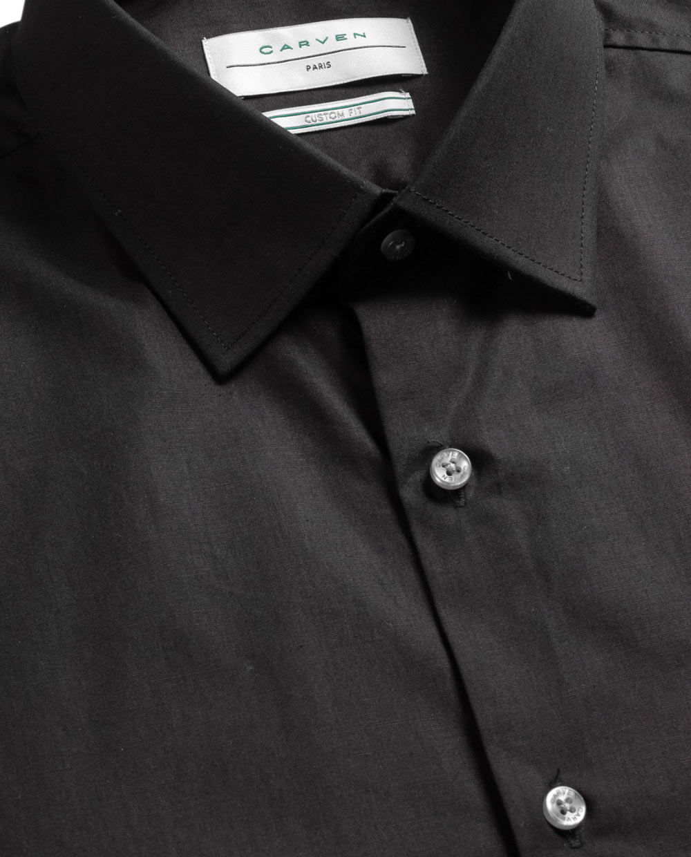 Camisa formal Carven custom fit negra heather para hombre - Siman Costa ...