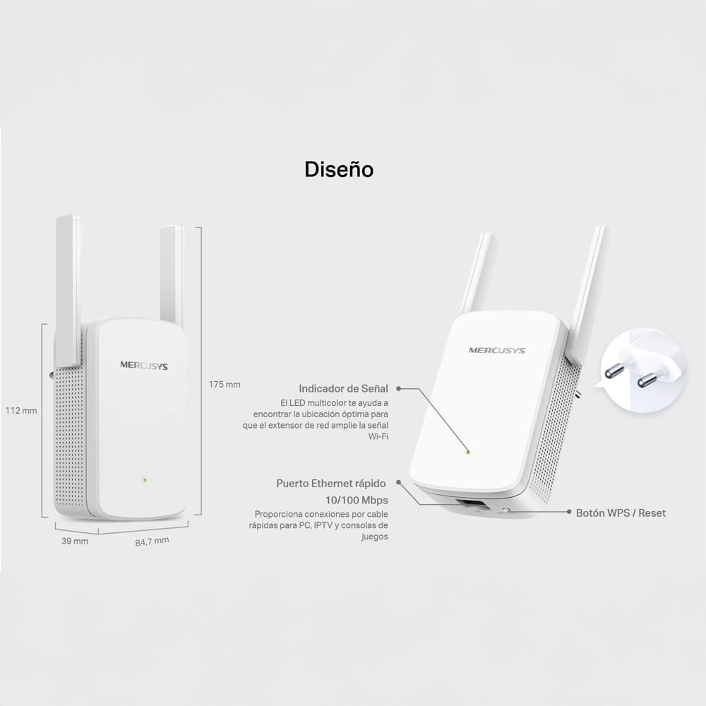Extensor de Rango Wi-Fi Mercusys ME30 de Doble Banda AC1200 (Wi-Fi 5 ...