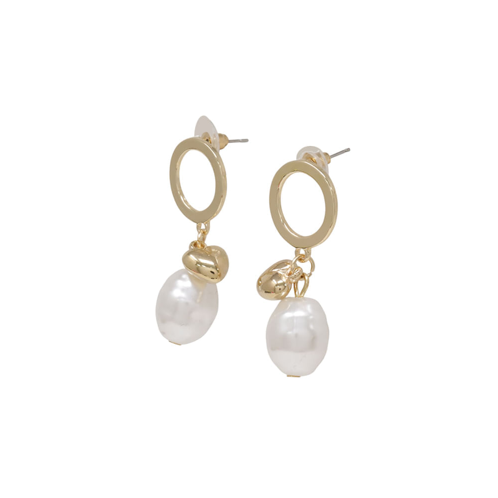 Aretes con perla color dorado para mujer - Siman Costa Rica