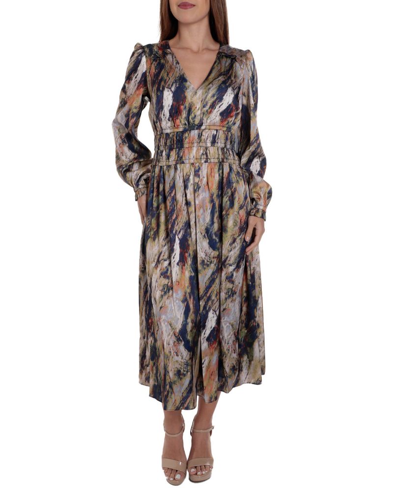 Vestido Julian And Jordan midi estampado manga larga para mujer - Siman ...