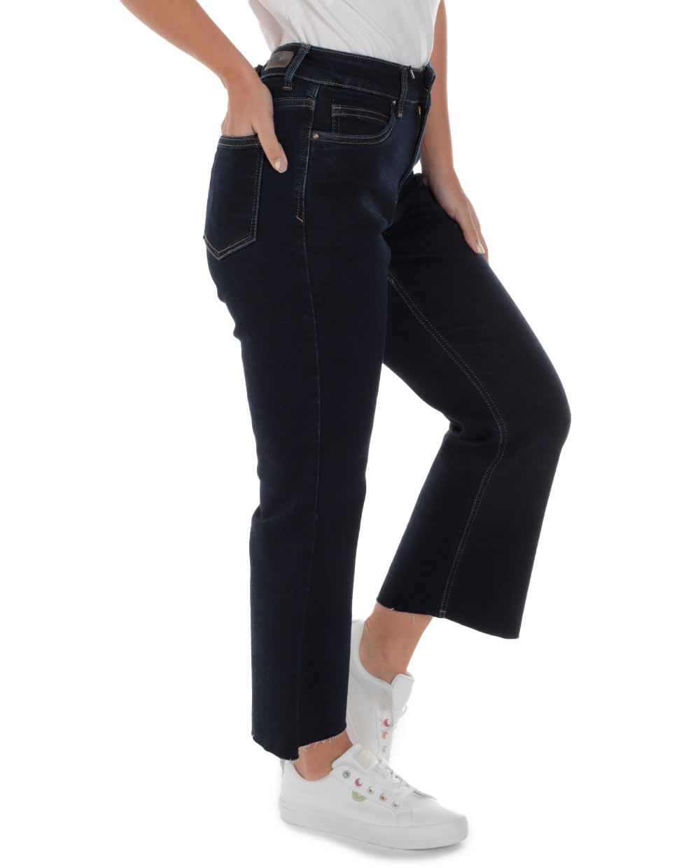 Jeans Sabrina flare azul de cintura alta para mujer - Siman Costa Rica