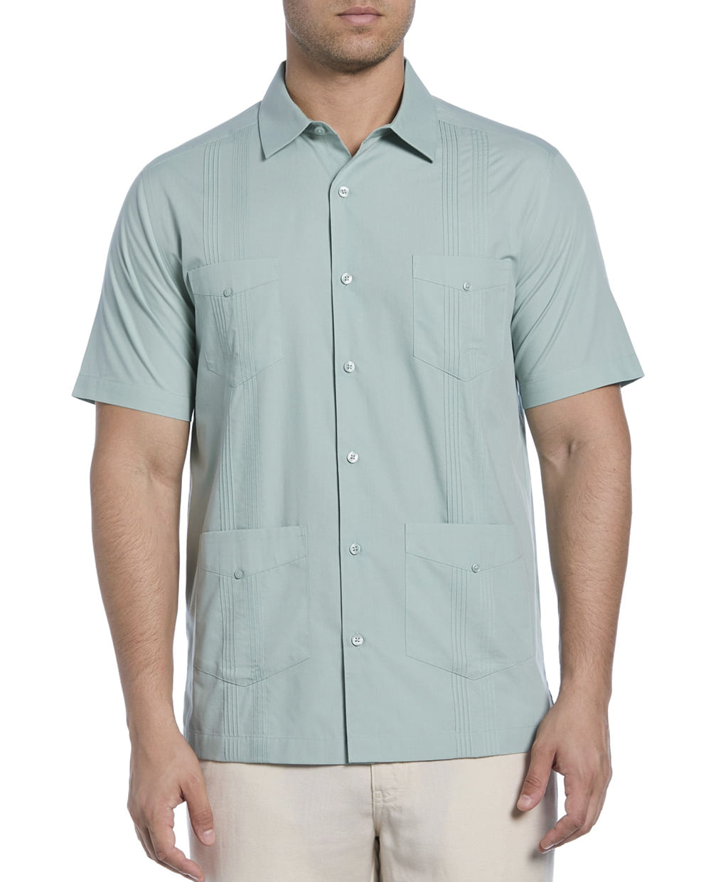 Guayabera Cubavera verde menta con rayas texturizadas para hombre