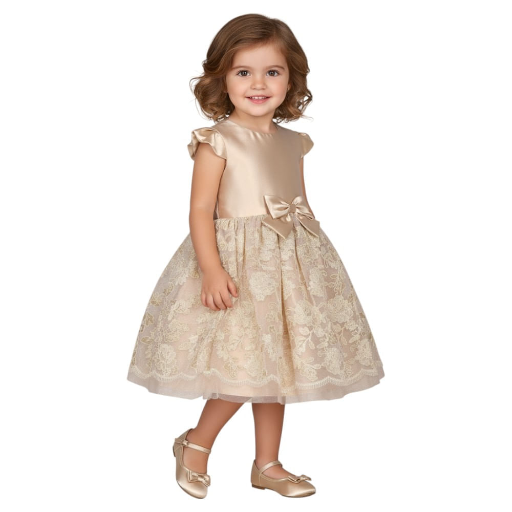 Vestido con manga dorado para niña - Siman El Salvador