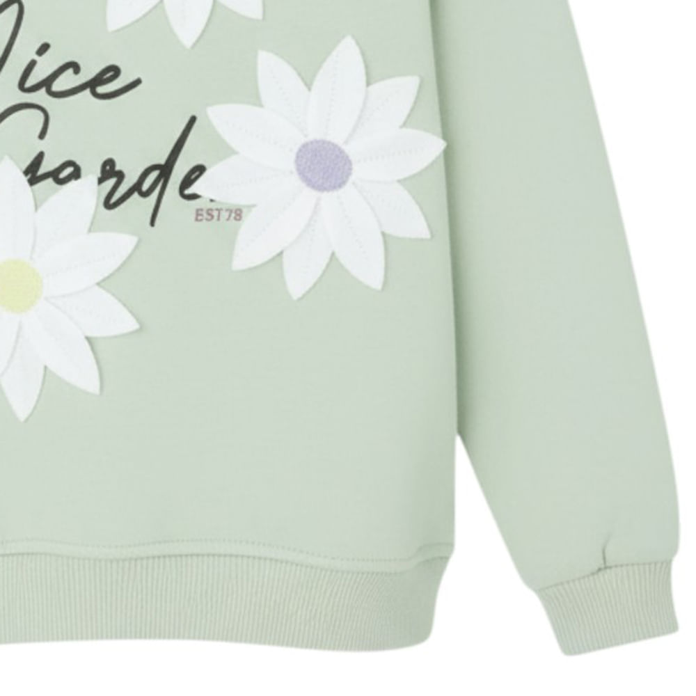 Suéter verde con bordado floral para niña - Siman Guatemala