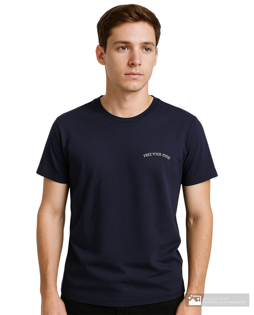 Camiseta Orange regular fit azul navy "Free your mind" para hombre ...
