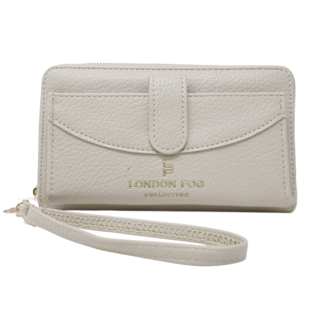 Billeteras zip around London Fog color beige para mujer
