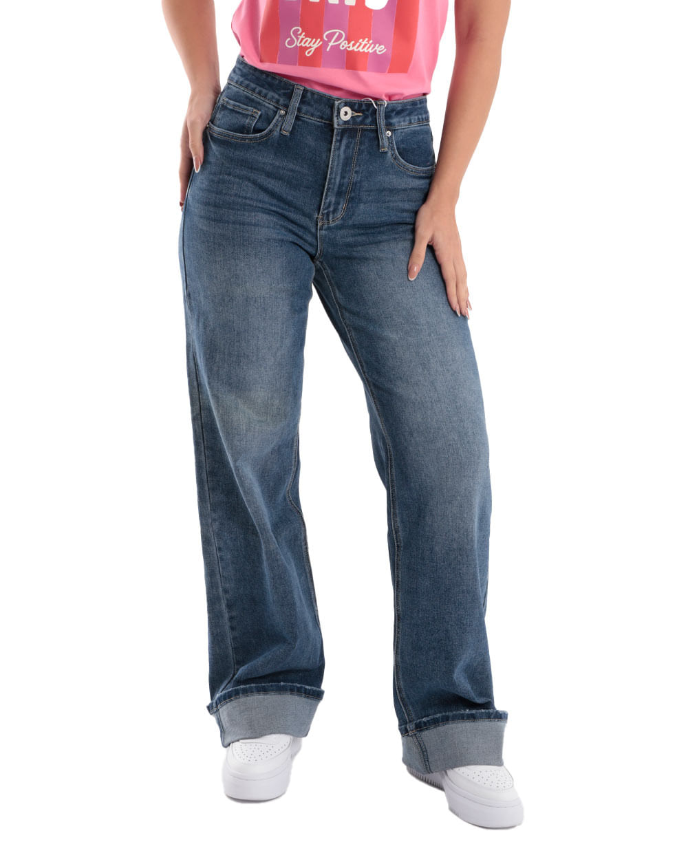 Jeans California Vintage wide leg azul de cintura media para mujer ...