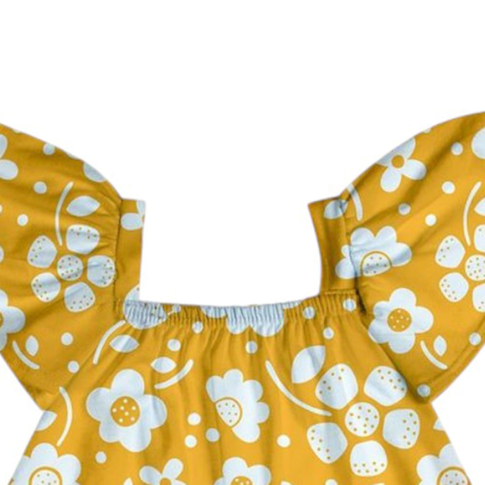 Vestido amarillo con estampado floral para niña - Siman Costa Rica