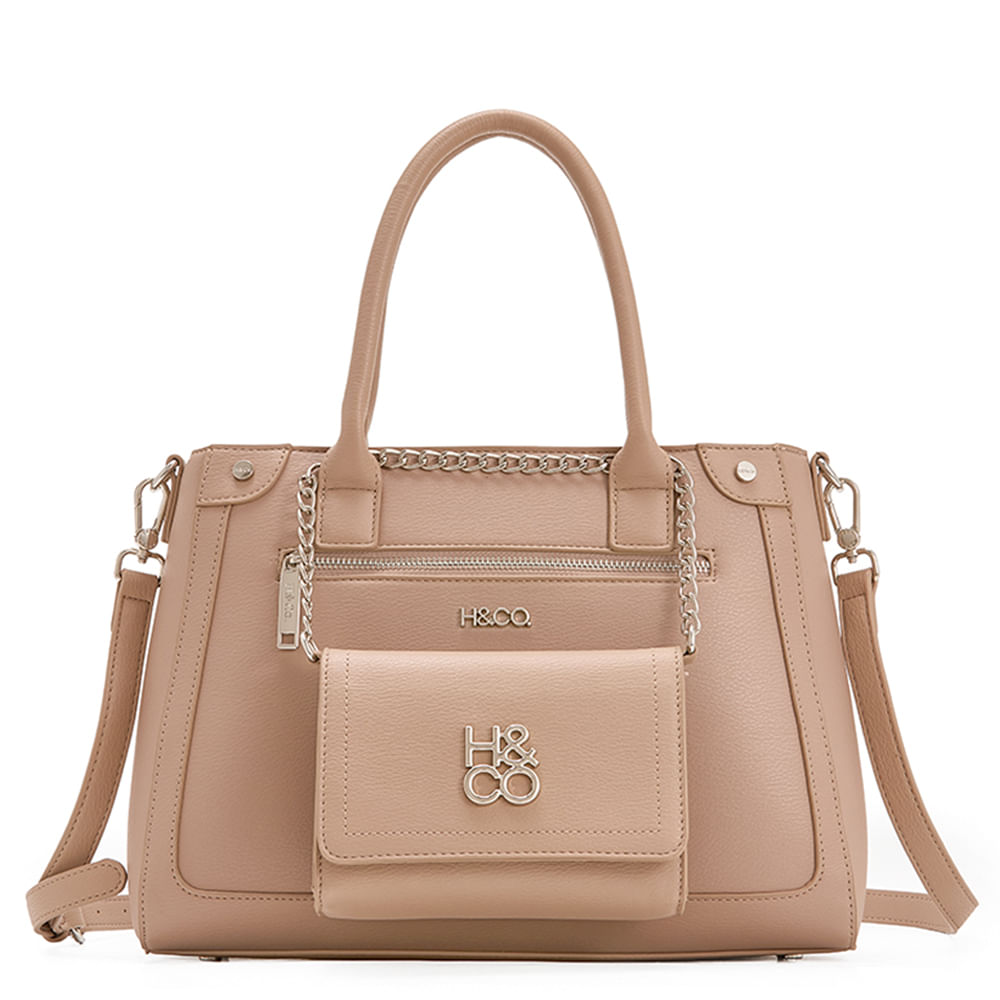 Cartera satchel H&Co Gemma color café para mujer - Siman Guatemala