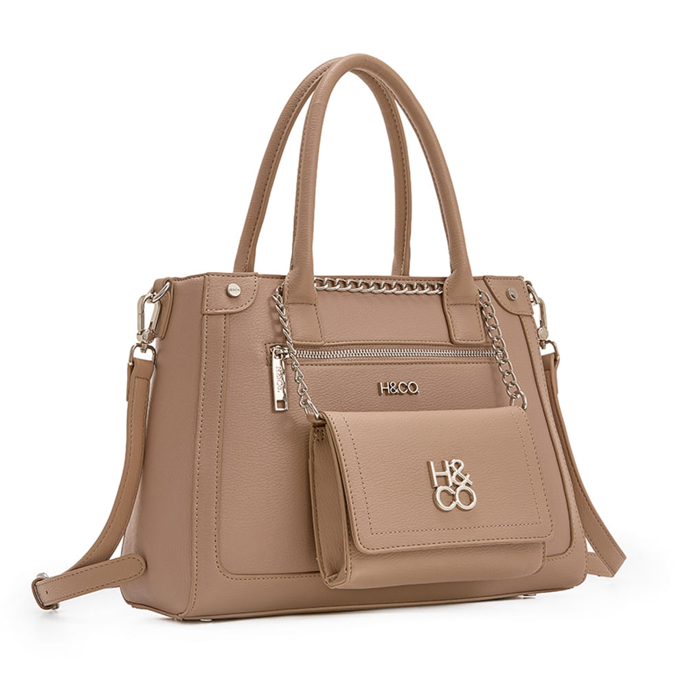 Cartera satchel H&Co Gemma color café para mujer - Siman Guatemala