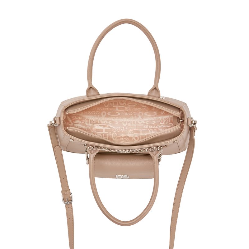Cartera satchel H&Co Gemma color café para mujer - Siman Guatemala