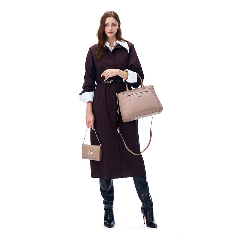 Cartera satchel H&Co Gemma color café para mujer - Siman Guatemala