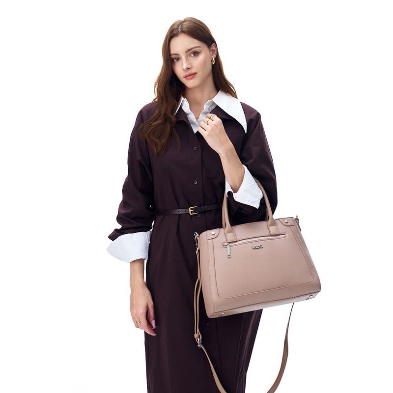 Cartera satchel H&Co Gemma color café para mujer - Siman Guatemala