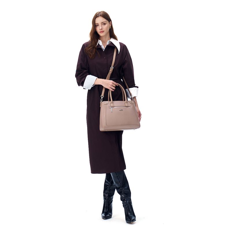 Cartera satchel H&Co Gemma color café para mujer - Siman Guatemala