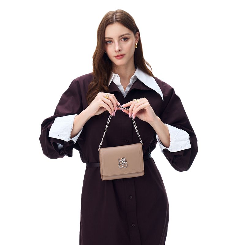 Cartera satchel H&Co Gemma color café para mujer - Siman Guatemala