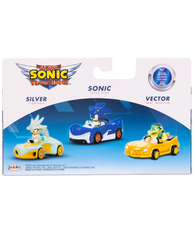Sonic the hedgehog set 3 vehículos metálicos con figura - Siman El Salvador