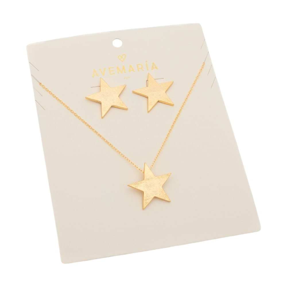 Set de collar y aretes de estrella color dorado para mujer - Siman ...
