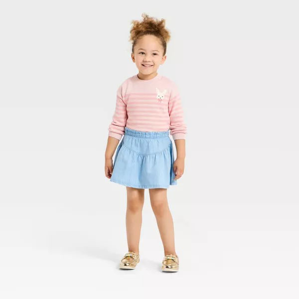 Falda short denim celeste para niña - Siman Nicaragua