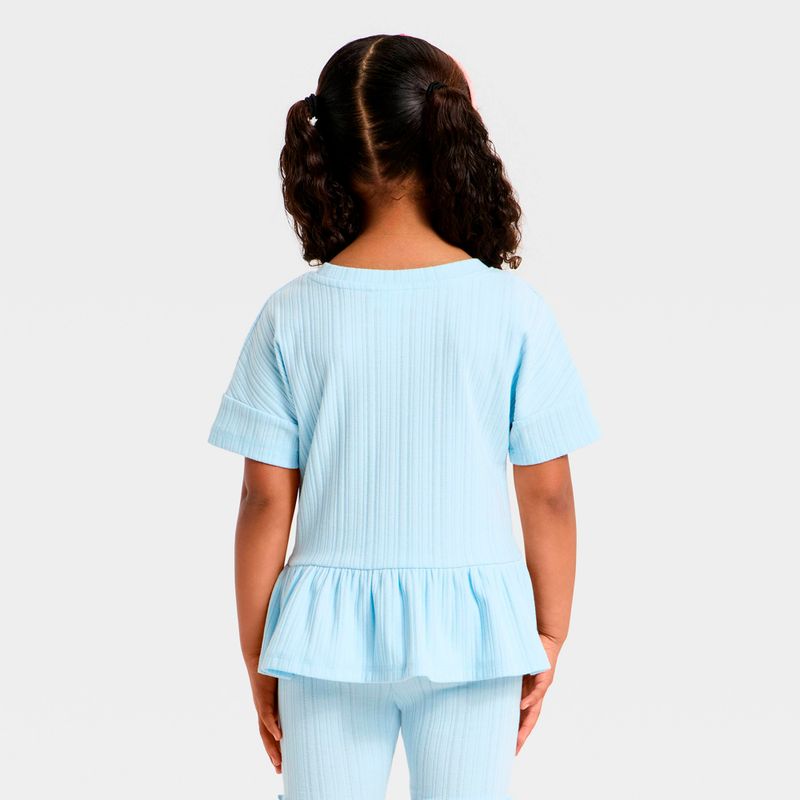 Blusa peplum celeste con bordado para niña - Siman Nicaragua